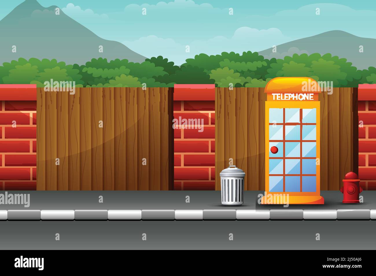 Cartoon telephone box on the roadside with nature background Stock Vector Image & Art - Alamy
