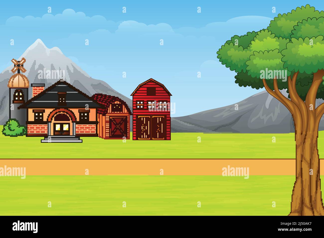 Nature landscape with cartoon country house Stock Vector Image & Art ...