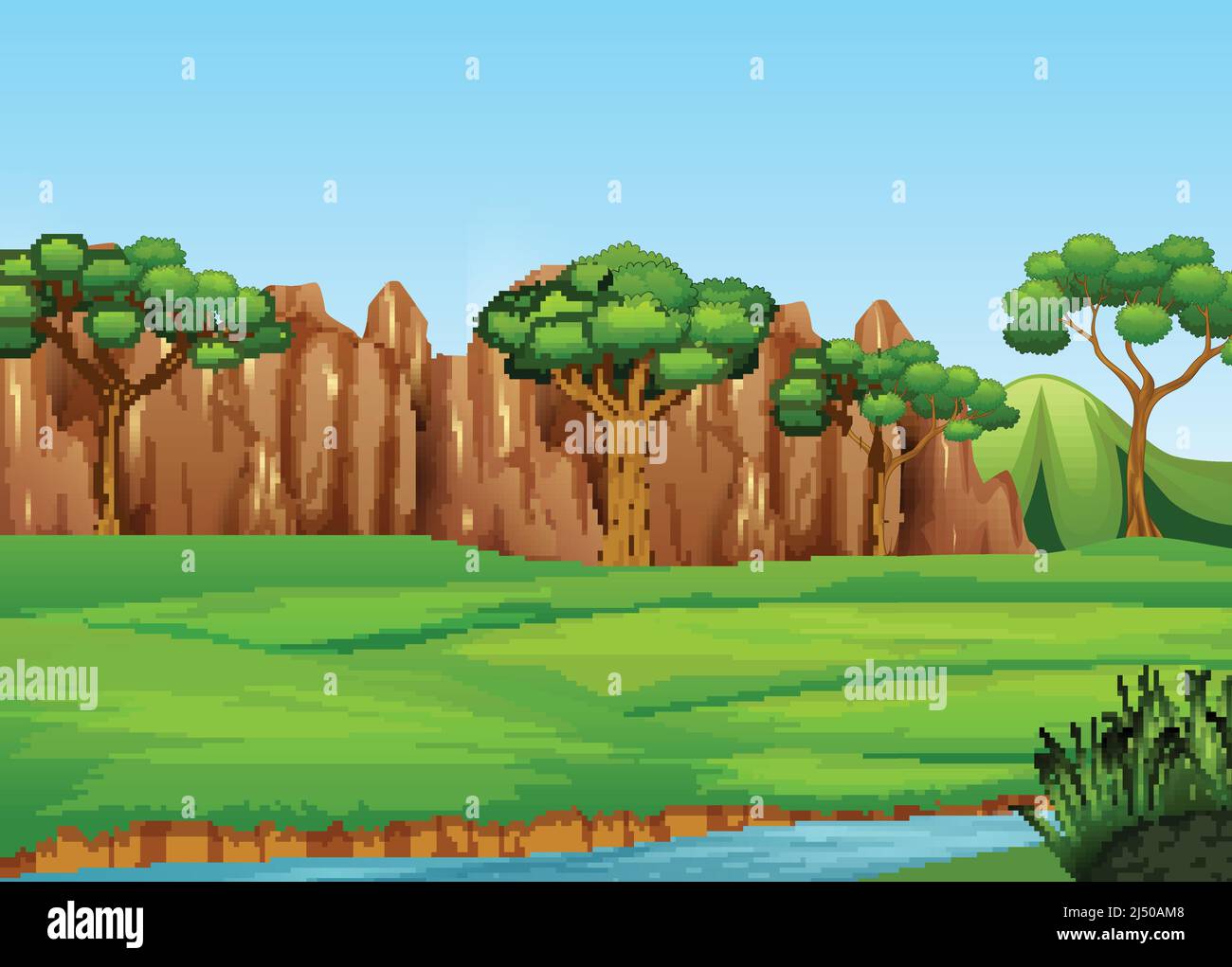 Beautiful view river cliffs Stock Vector Images - Alamy