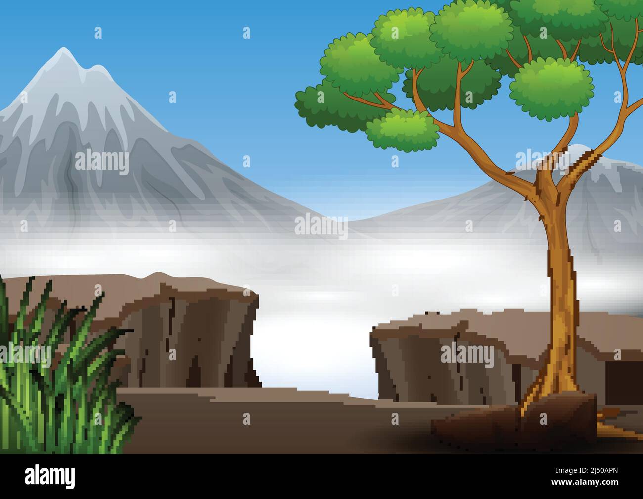 A cliff in the forest with mountain view nature landscape Stock Vector ...