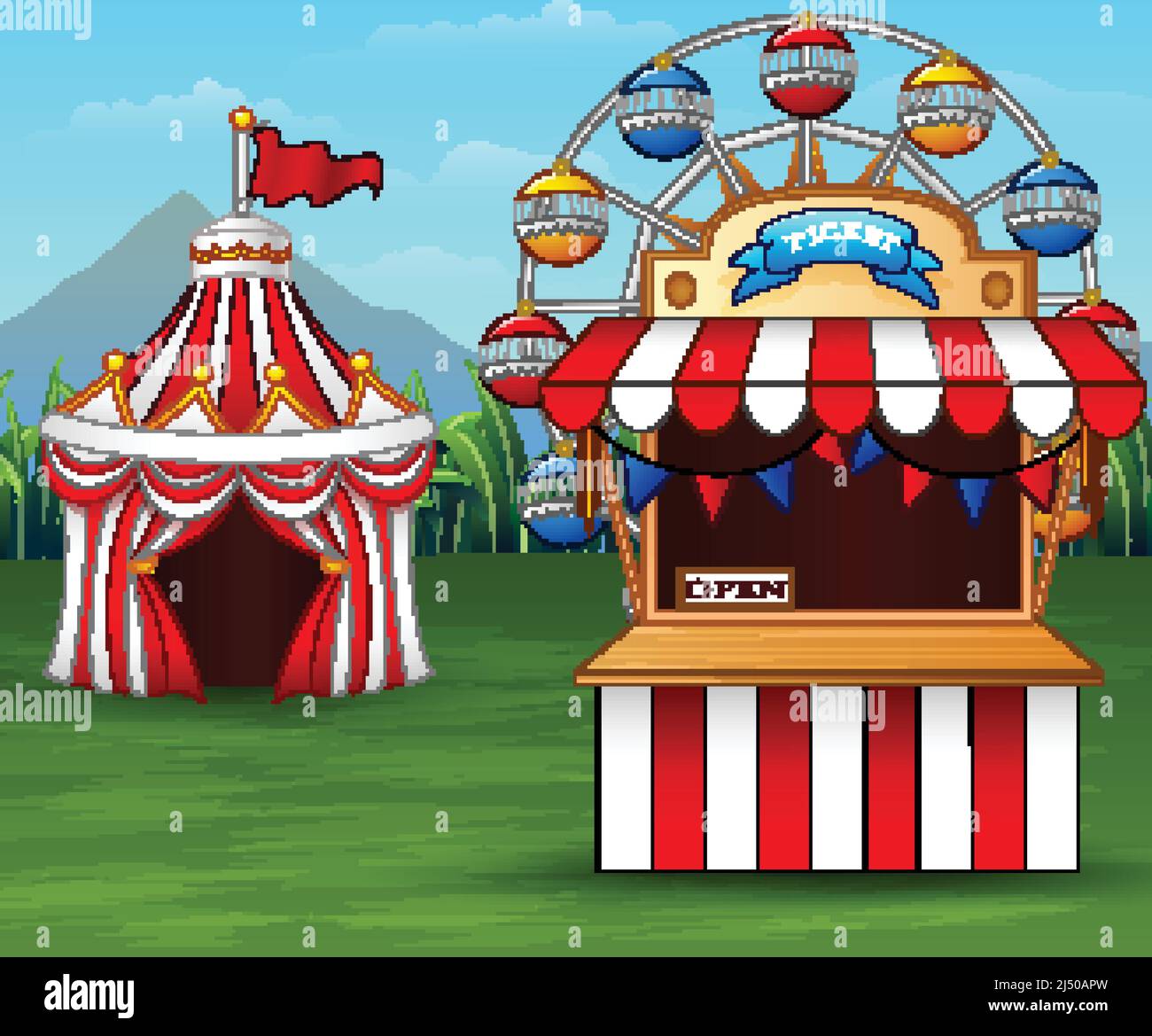 Cartoon amusement park on the nature Stock Vector Image & Art - Alamy