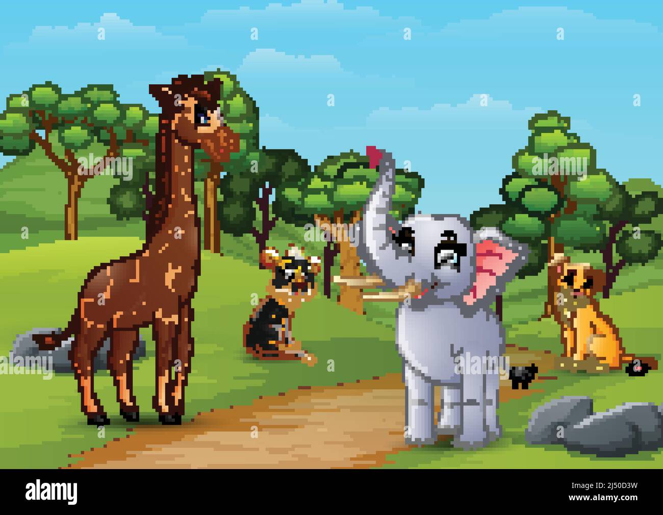 Wild animal cartoon playing in the jungle Stock Vector Image & Art - Alamy