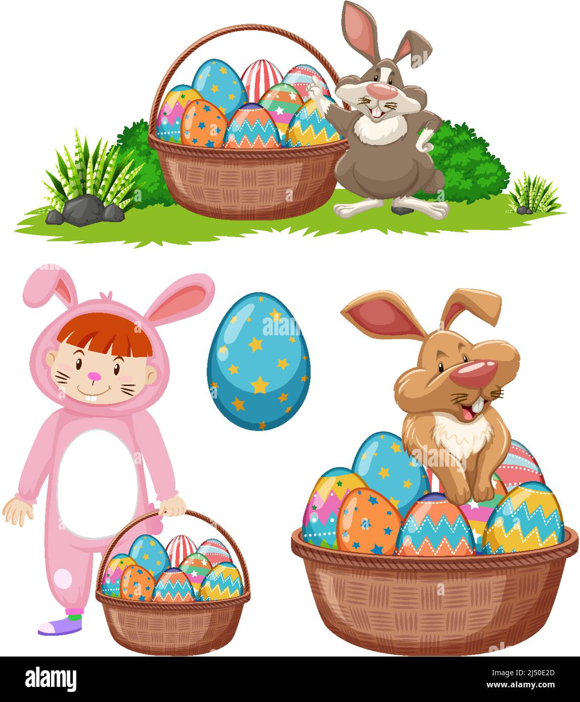 Easter theme with rabbit and eggs illustration Stock Vector Image & Art ...