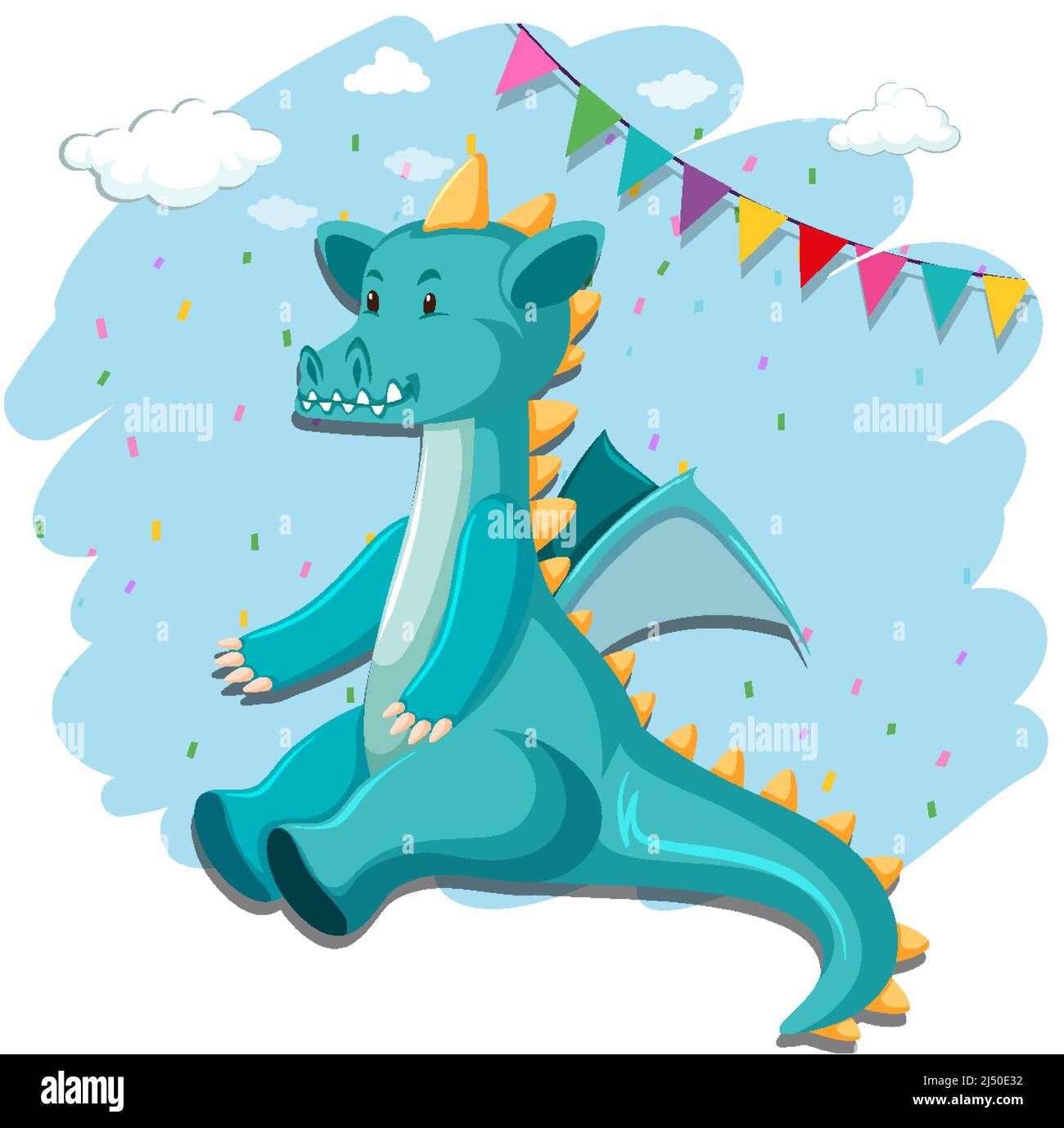 Cute blue dragon cartoon character illustration Stock Vector Image ...