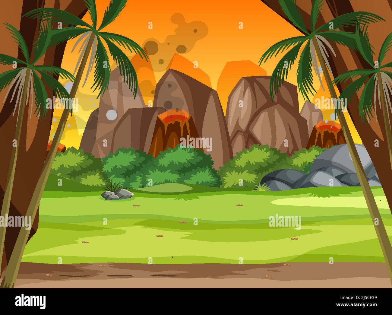 Landscape with an extinct volcano in the background Stock Vector Images ...