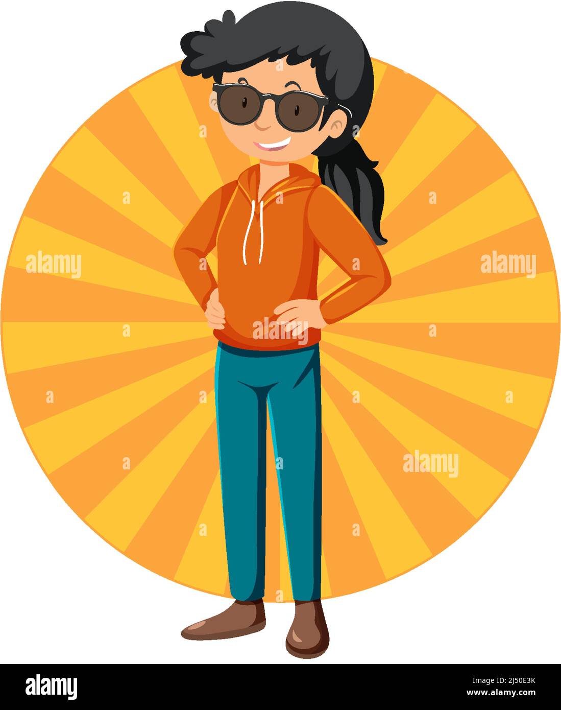Active girl simple cartoon character illustration Stock Vector Image & Art - Alamy