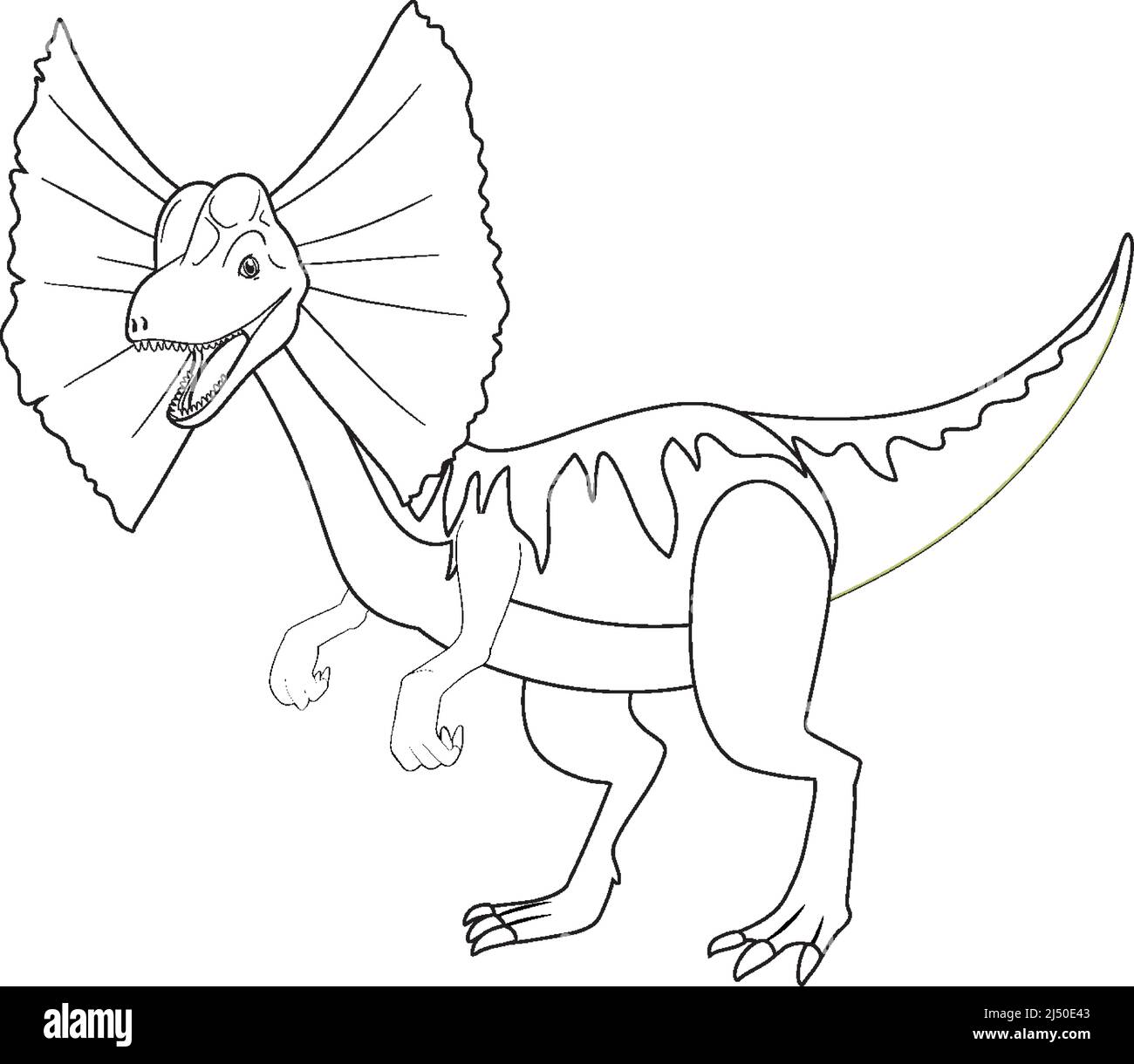 Dilophosaurus dinosaur doodle outline on white background illustration Stock Vector Image & Art ...