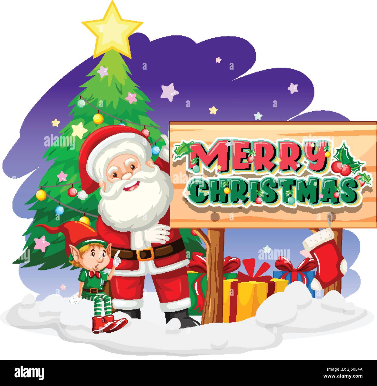 Merry Christmas banner with Santa Claus illustration Stock Vector Image ...