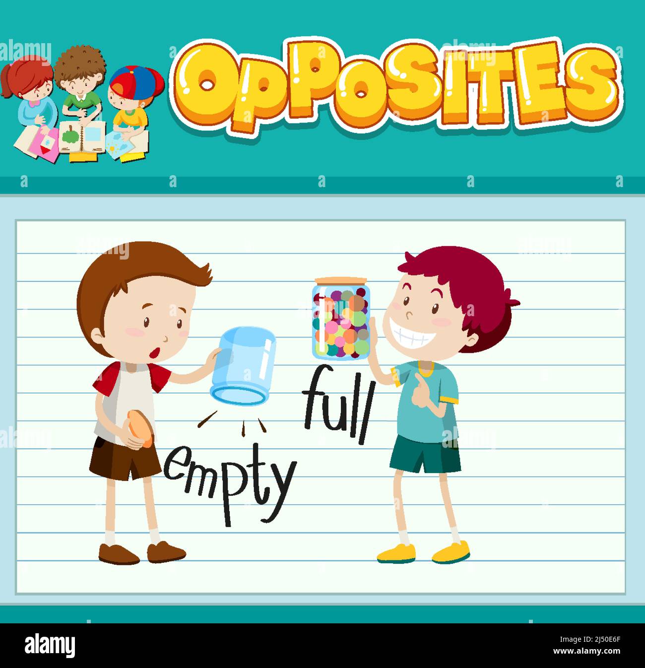 Opposite words with pictures for kids illustration Stock Vector Image ...