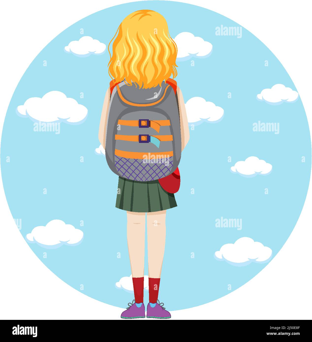 Back of backpacker simple character illustration Stock Vector Image ...