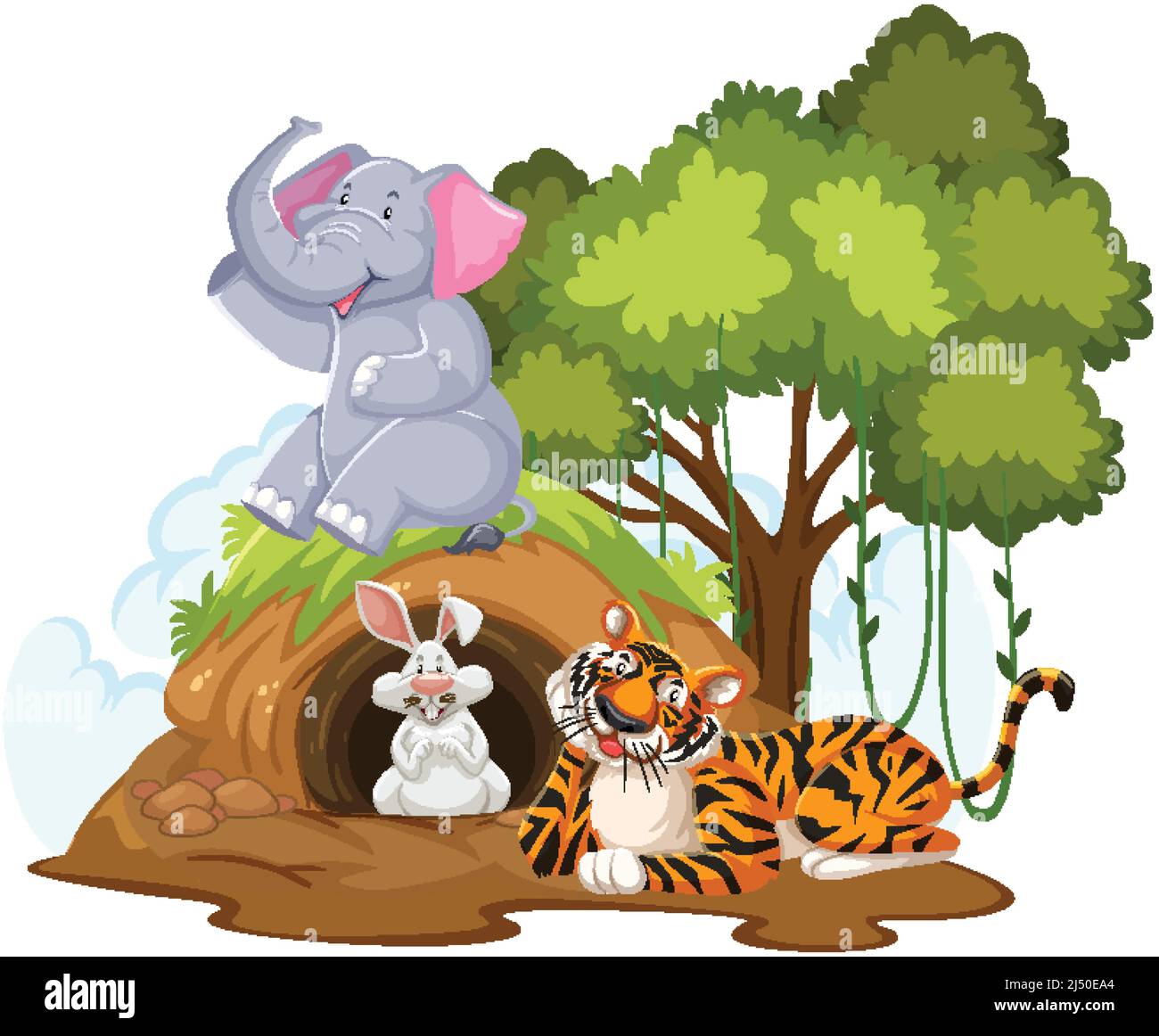 Wild animals cartoon character with burrow illustration Stock Vector ...