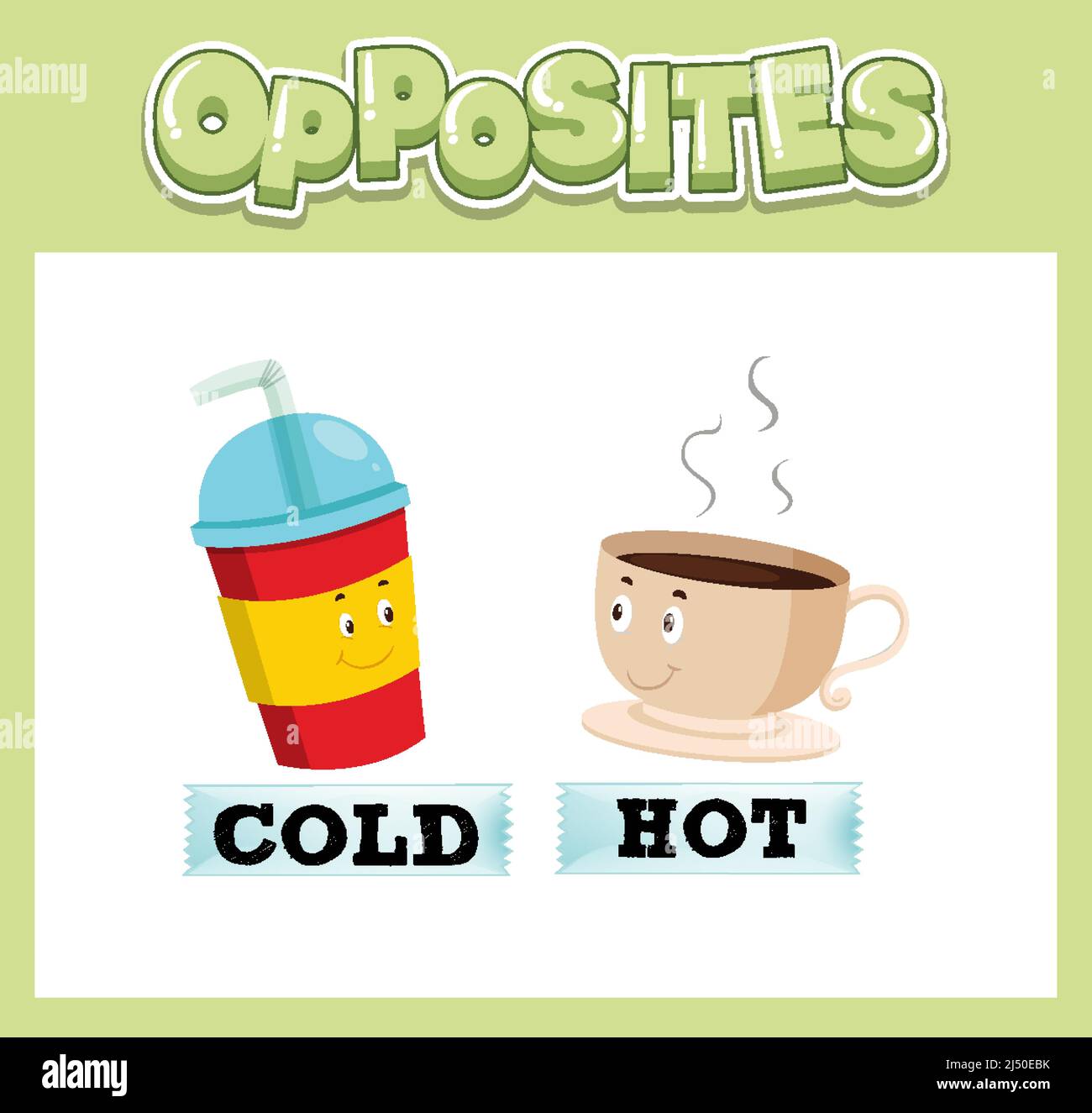 Opposite English words with cold and hot illustration Stock Vector ...