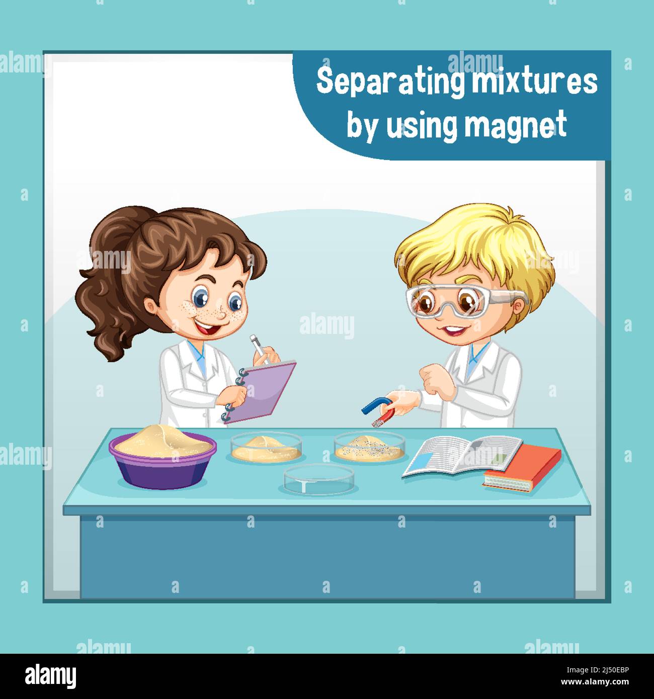 Separating mixtures by using magnet illustration Stock Vector Image ...