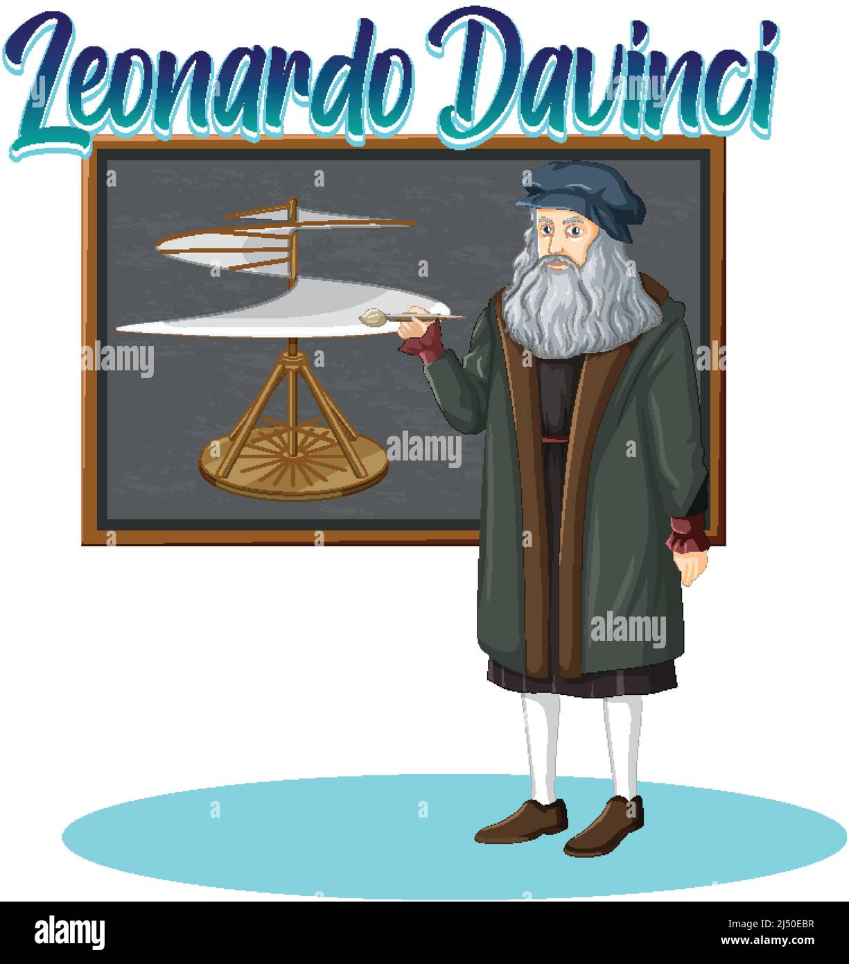 Leonardo Davinci character in cartoon style illustration Stock Vector ...