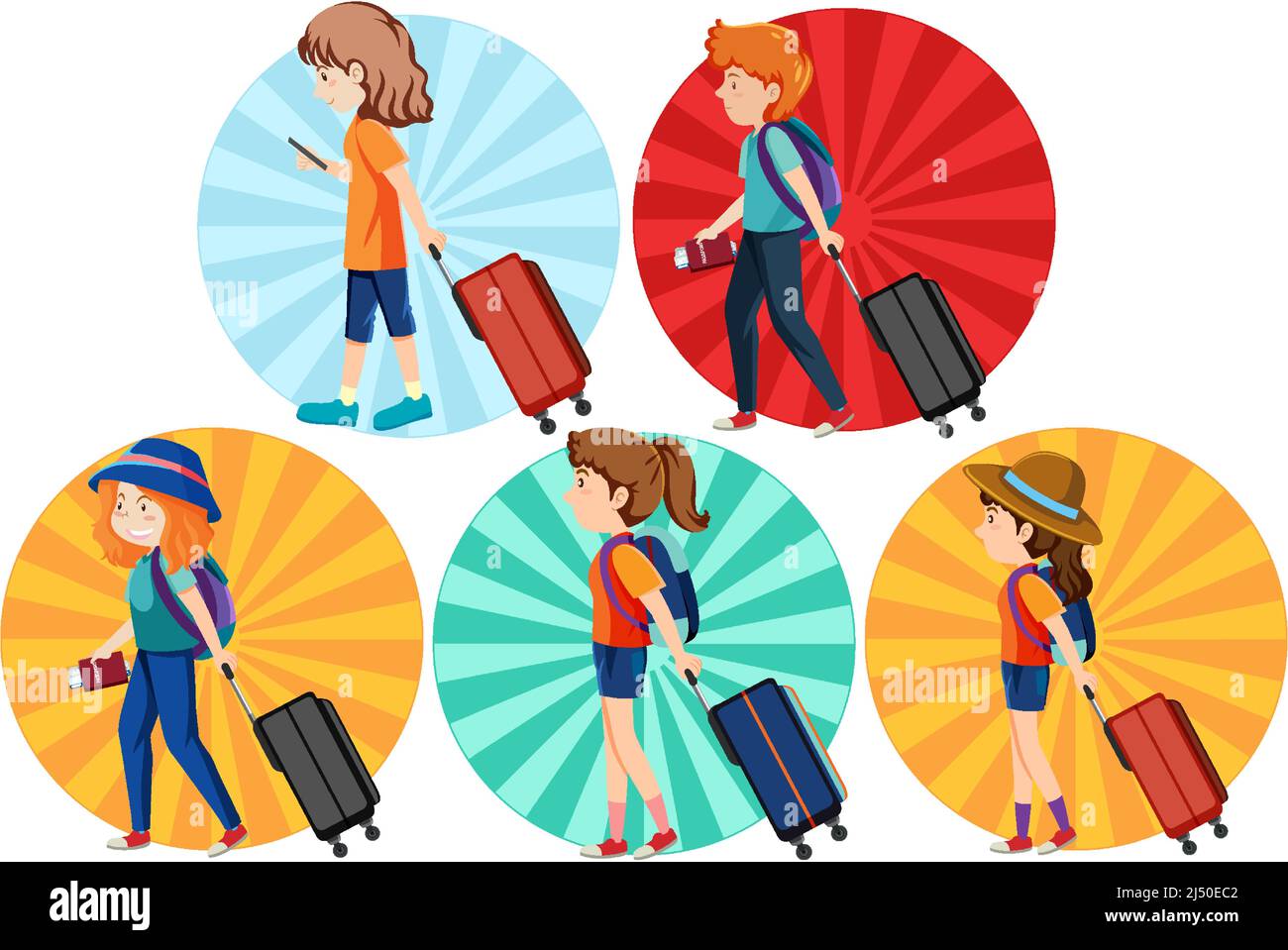 Different tourist simple characters set illustration Stock Vector Image ...