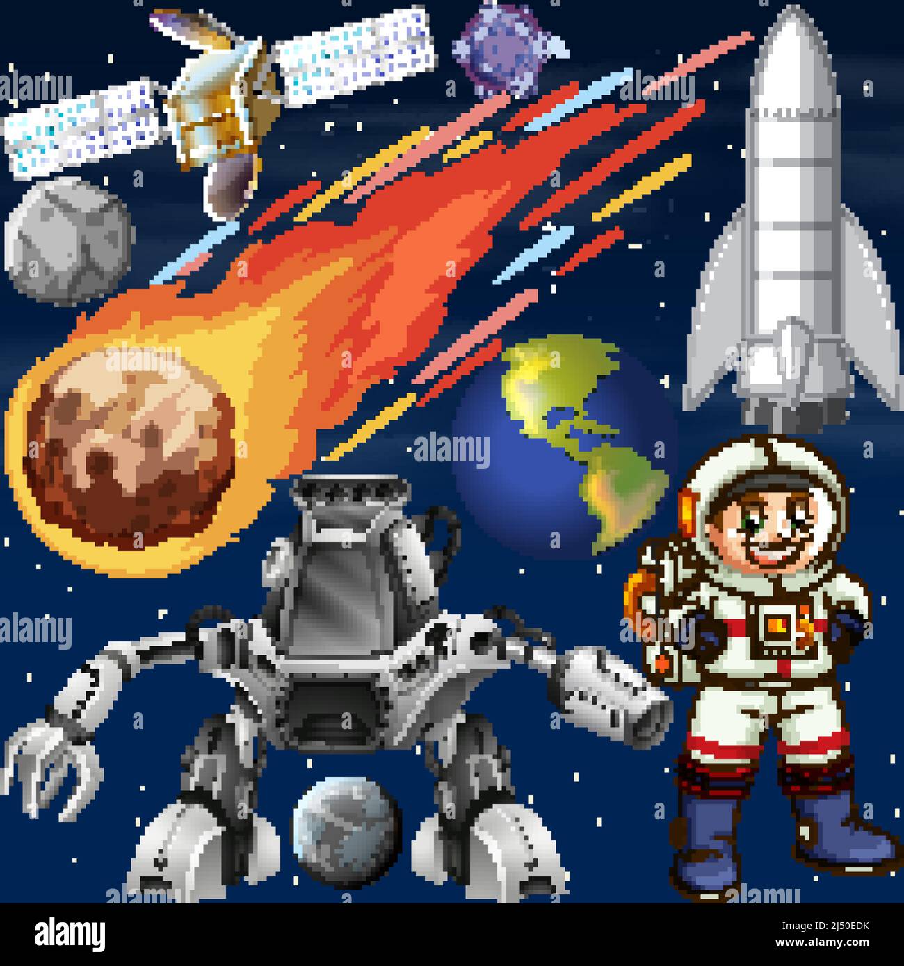 Set of space objects in space illustration Stock Vector Image & Art - Alamy