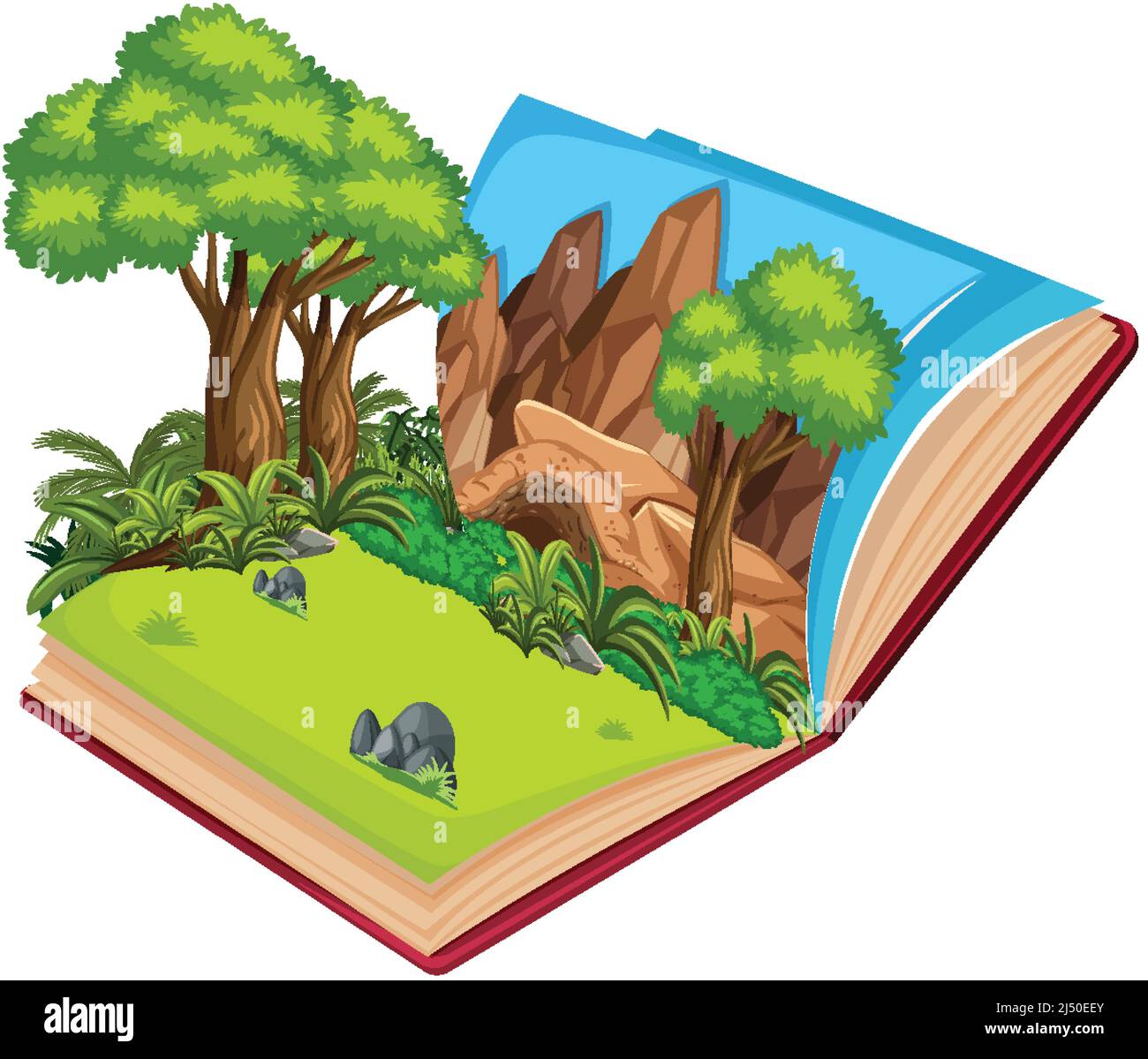 Pop up book with outdoor nature scene illustration Stock Vector Image ...