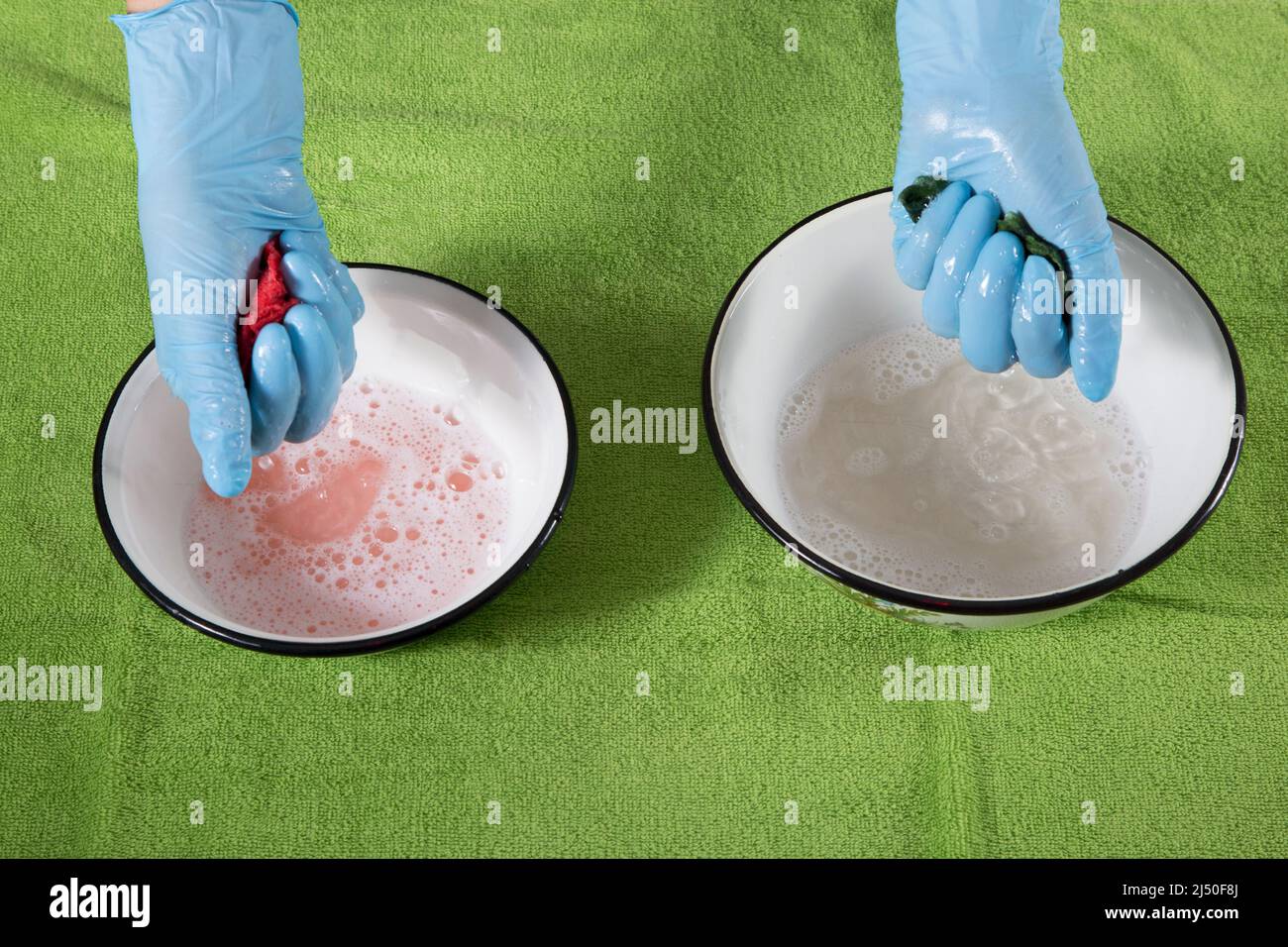 Wet felting wool in the process of creating a product Stock Photo - Alamy