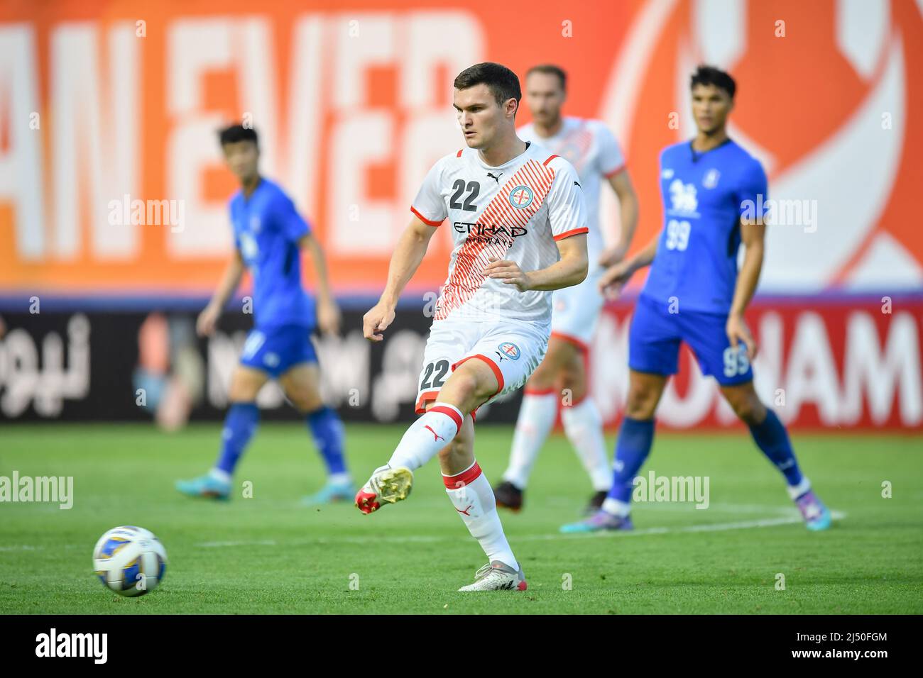 Pathumthani, Thailand. 15th Apr, 2022. Curtis Good of Melbourne City FC ...
