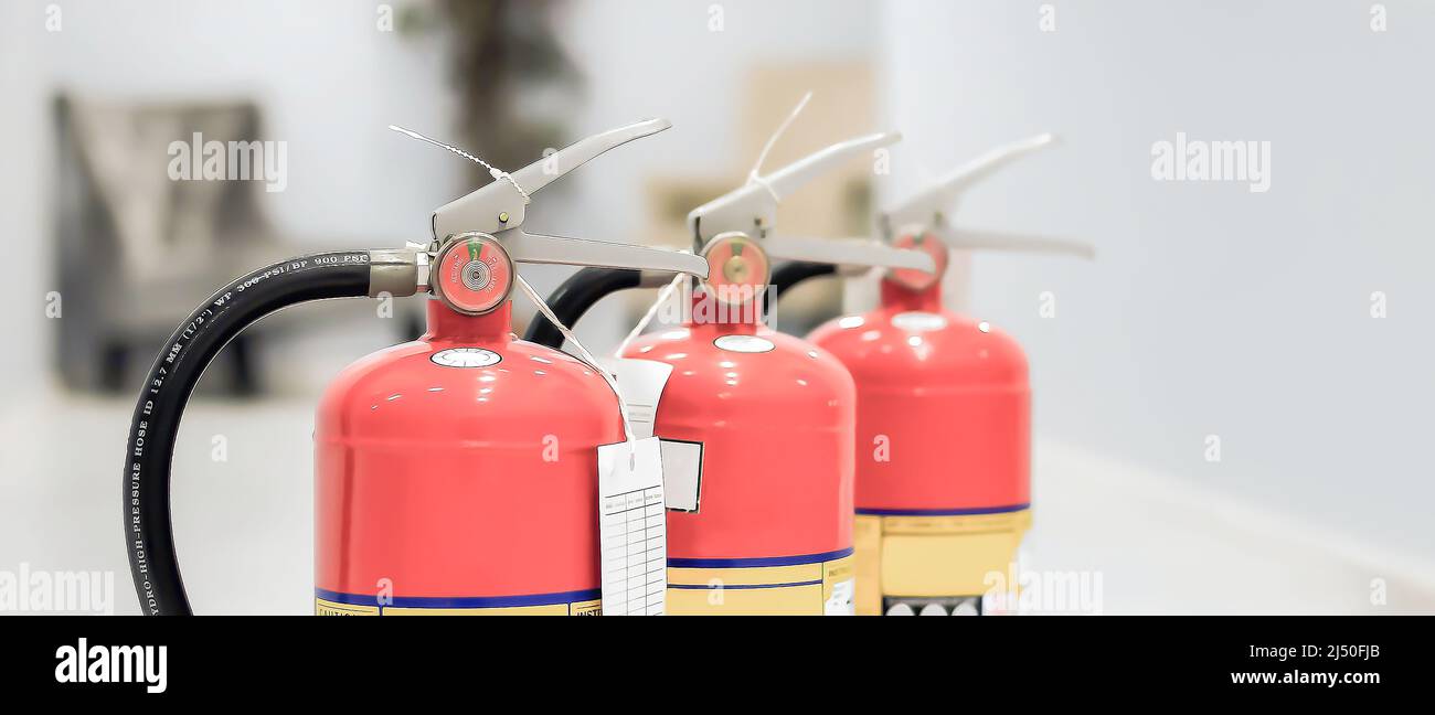 fire extinguishers available in fire emergencies Stock Photo - Alamy
