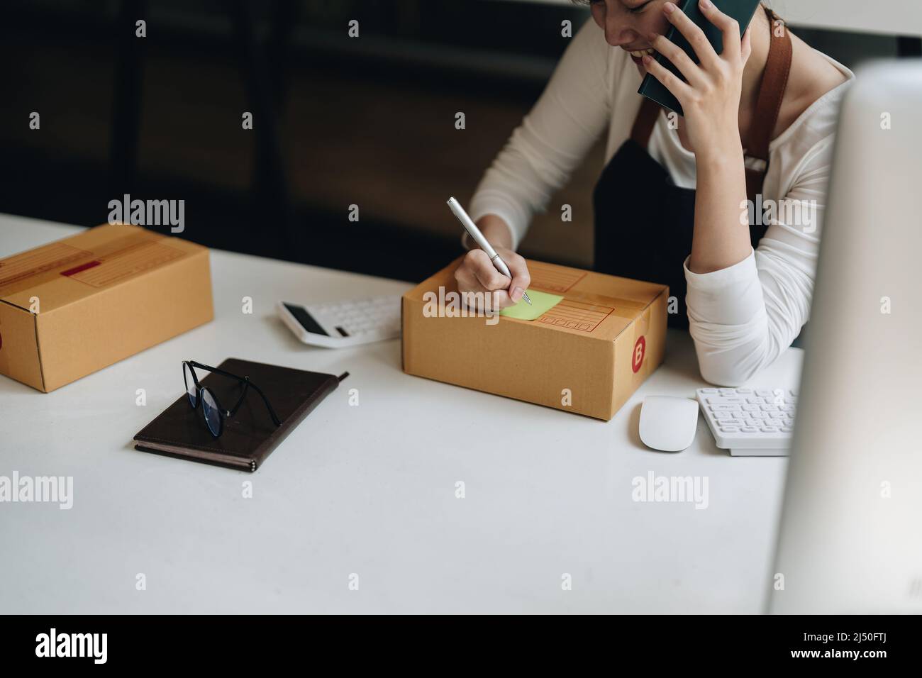 Start up successful small business owner,working from home with laptop ...