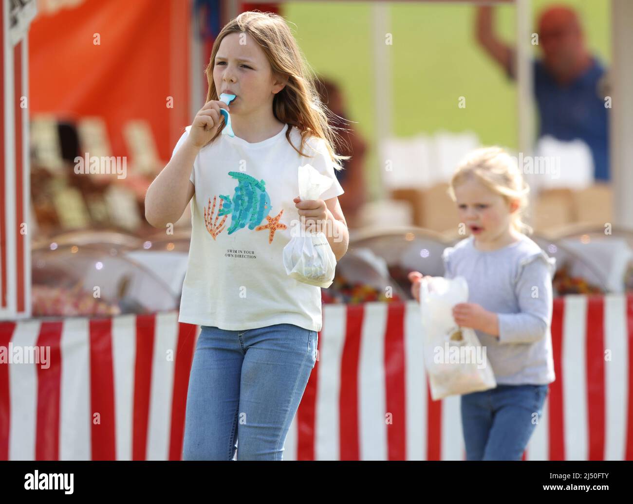Burnham Market, UK. 14th Apr, 2022. Mia and Lena Tindall enjoying some ...
