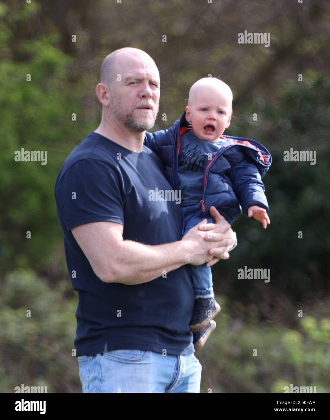 Burnham Market, UK. 14th Apr, 2022. Mike Tindall with daughters Mia ...