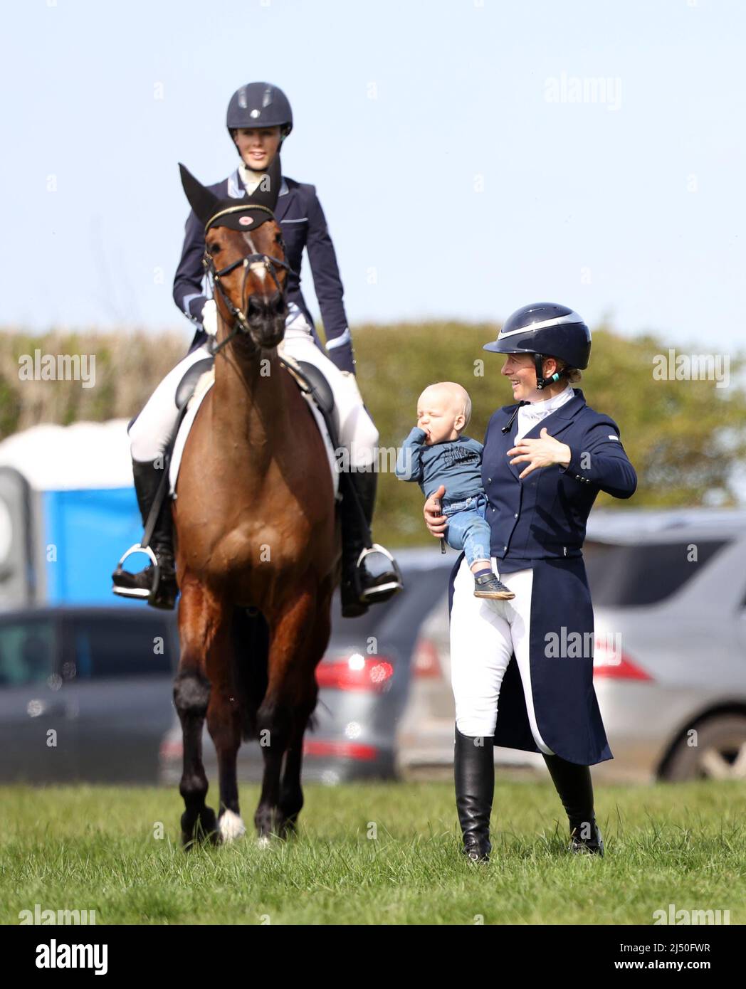 Burnham Market, UK. 14th Apr, 2022. Zara Tindall with son Lucas at the ...