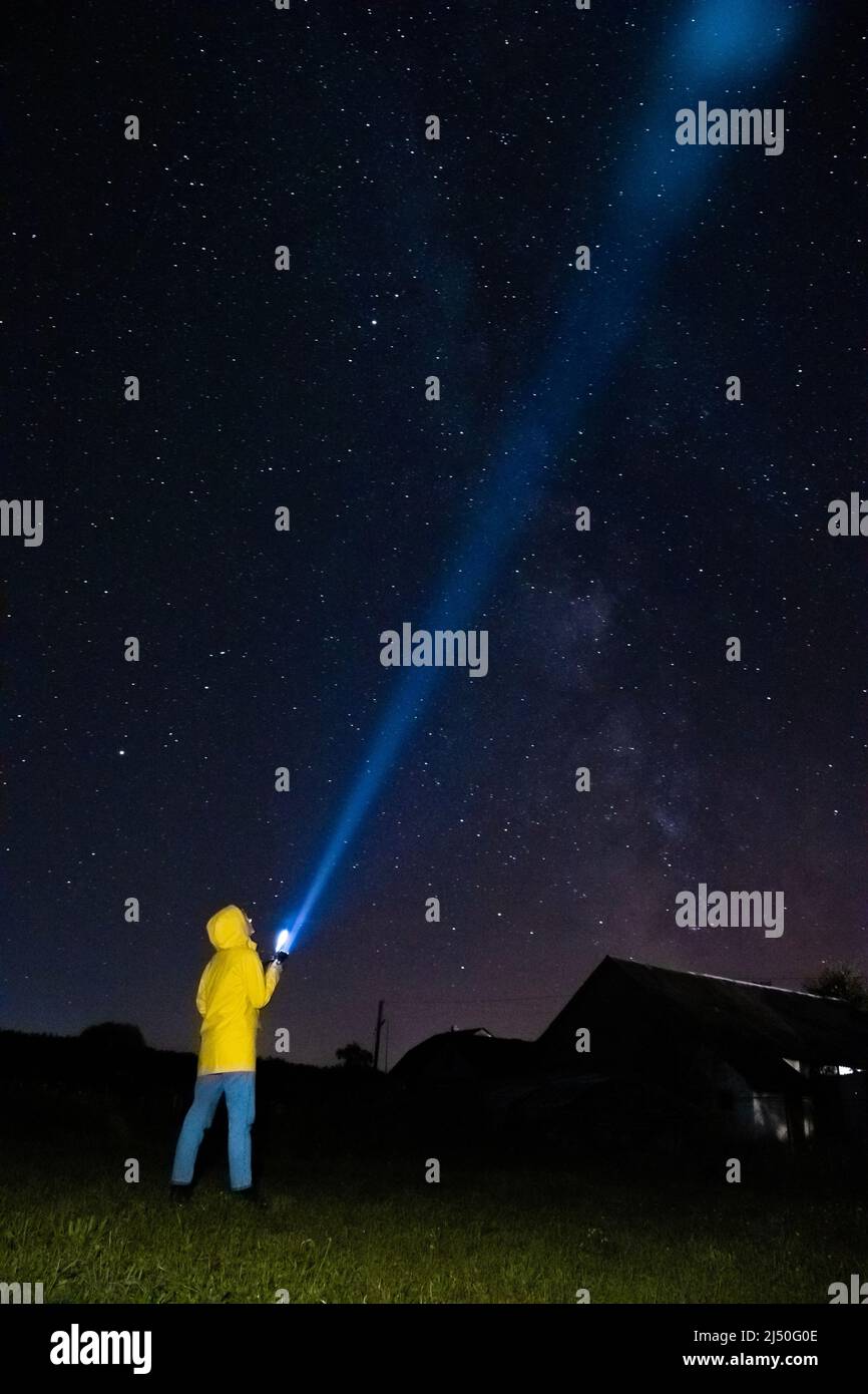 Person looking up into starry sky hi-res stock photography and images ...