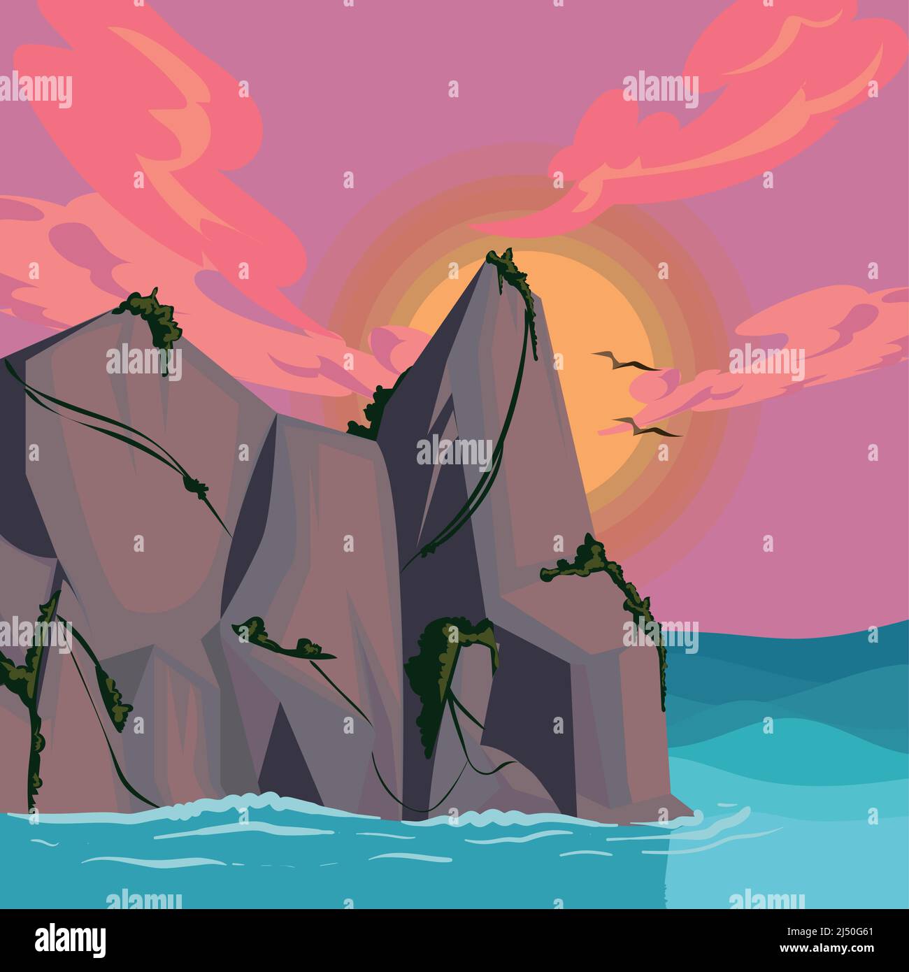 sea landscape poster Stock Vector Image & Art - Alamy