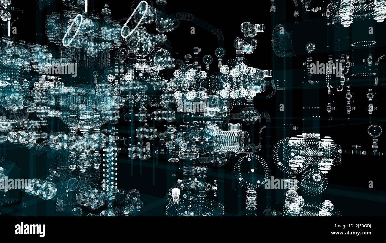 Particle hologram industrial equipment, valves, pipes and sensors Stock ...