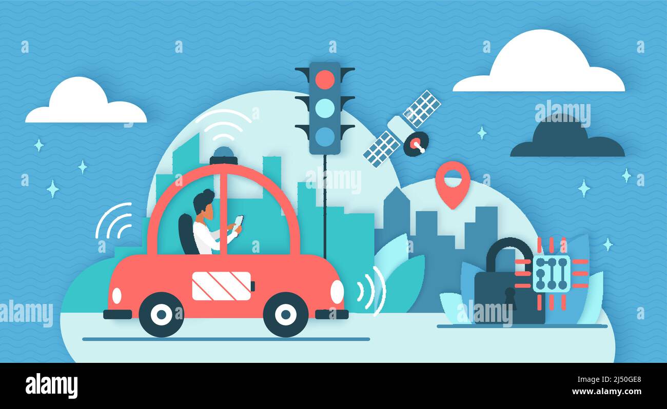 Self driving intelligent driverless car, futuristic autonomous ...