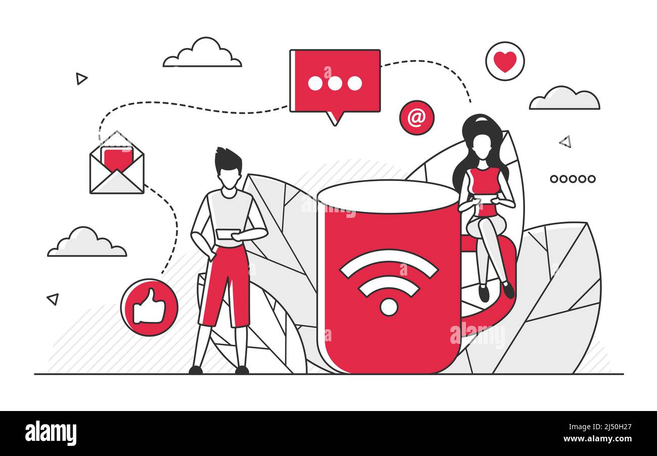 Internet social media chatting network users. Email messaging and ...