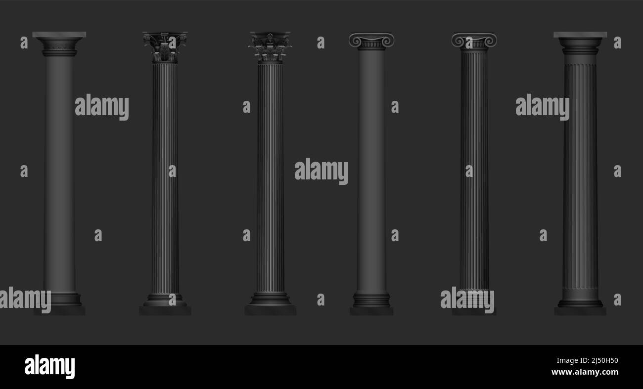 3d realistic antique classic architecture design black color columns ...