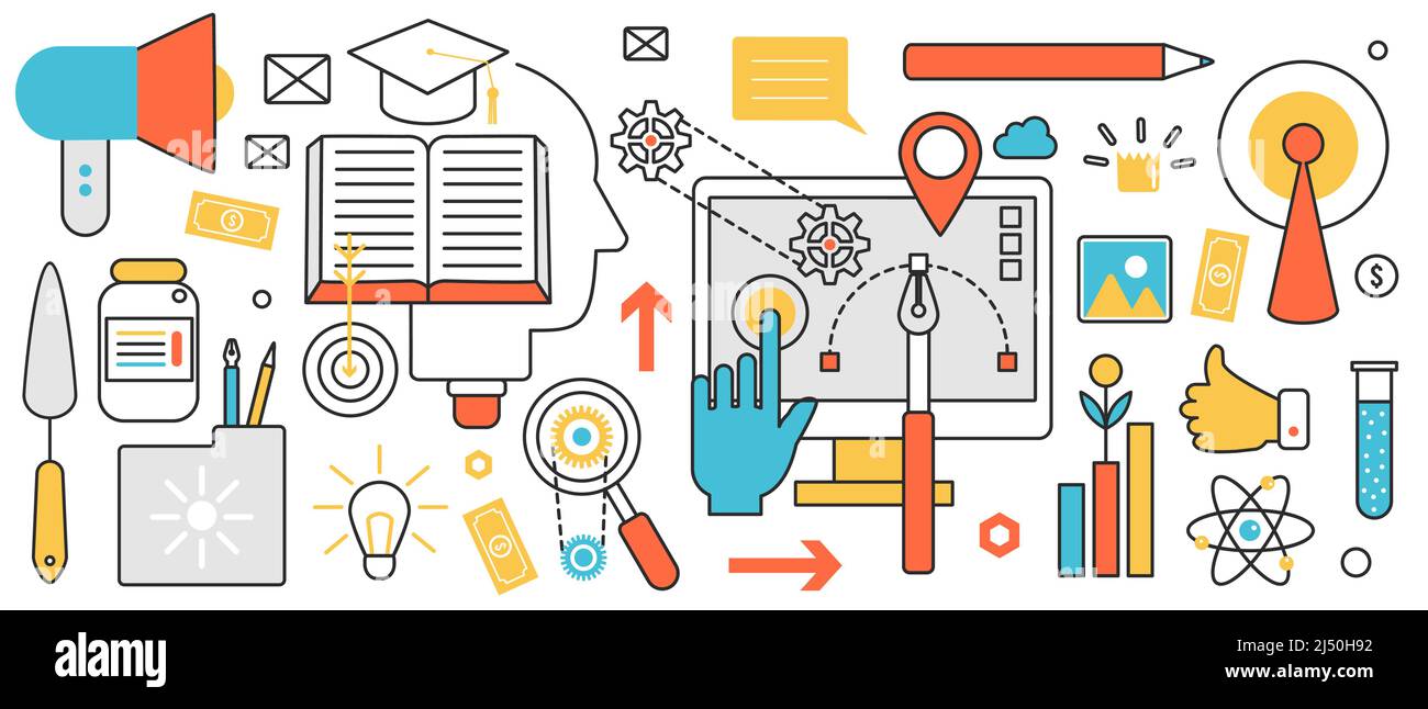 Creative skills for education and graduation. Abstract knowledge for ...