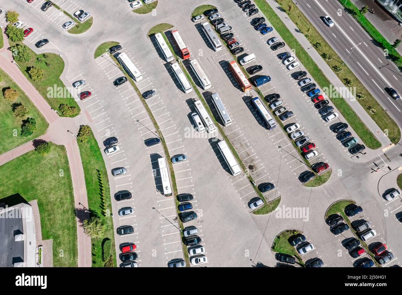 parking lot with cars above top view. urban transportation concept ...
