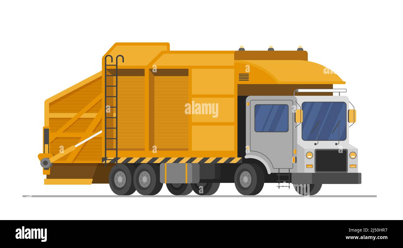 Garbage truck, municipal lorry and collector of waste vector ...