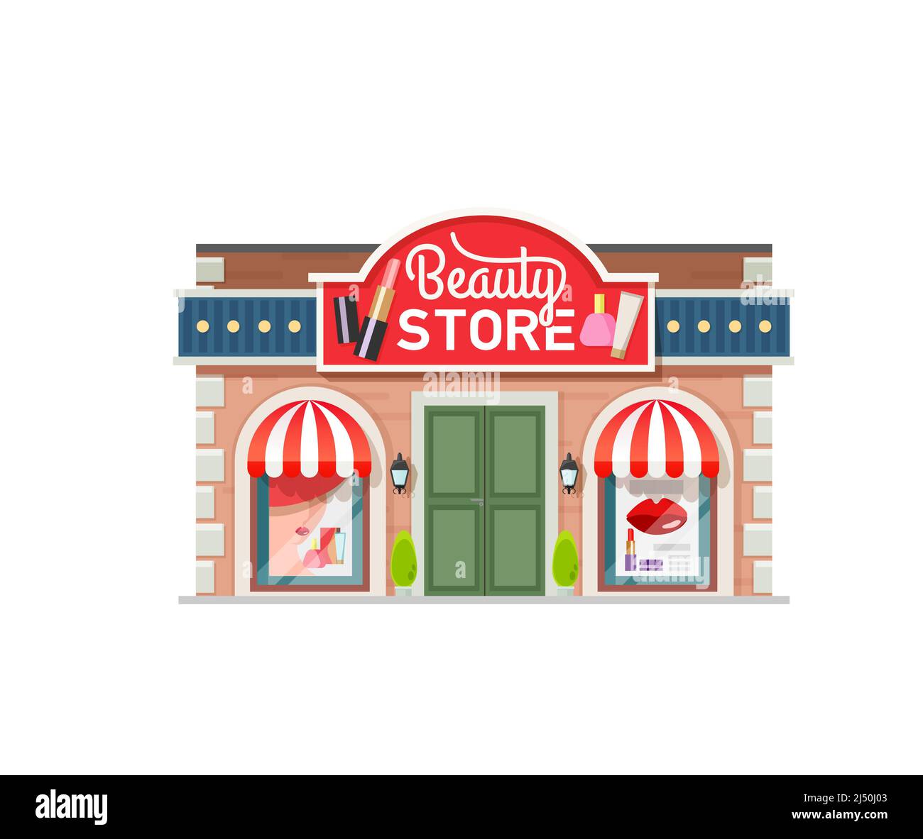 Beauty store building, city street facade. Cosmetics products shop ...