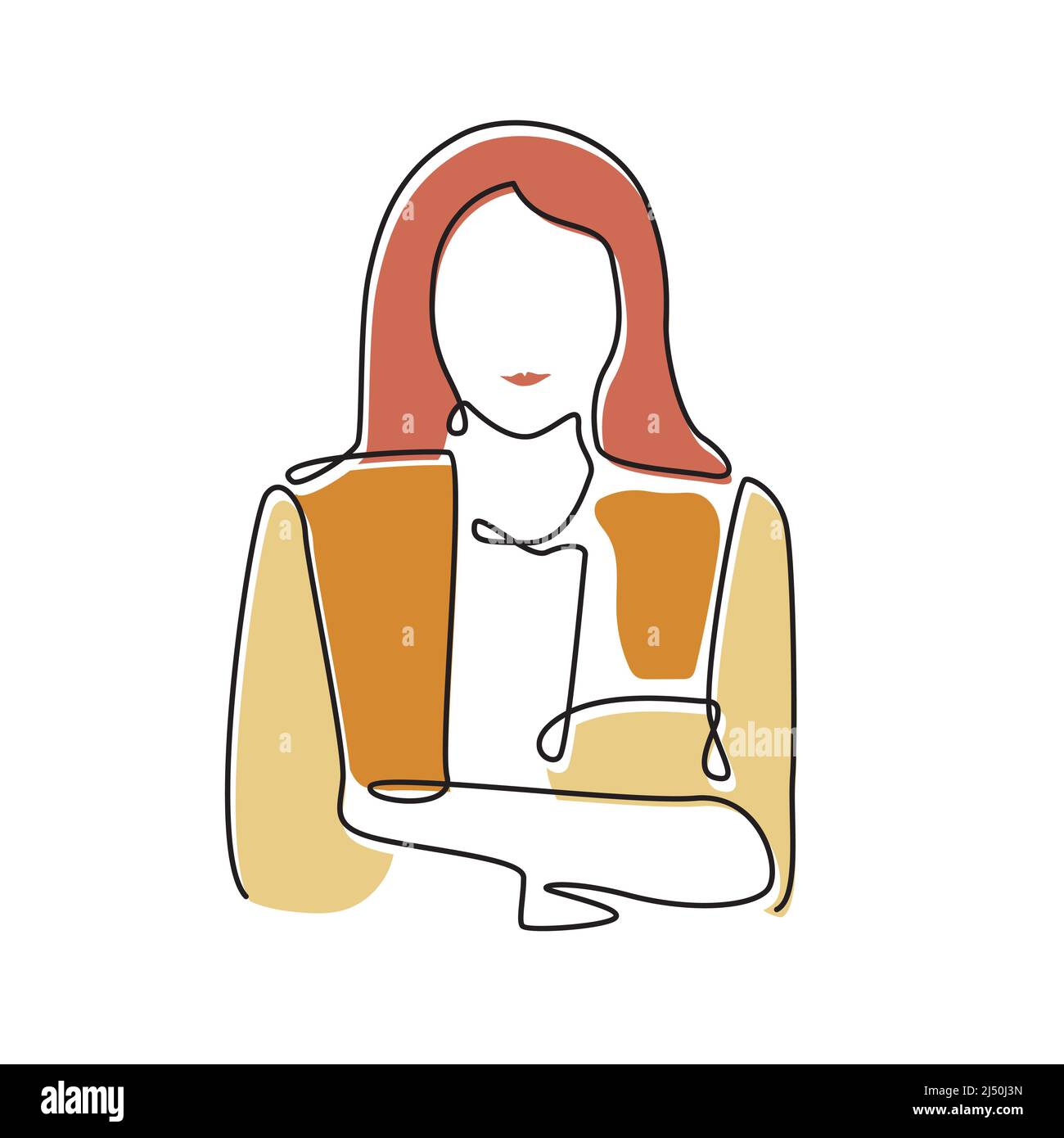 Filled Continuous Line Drawing Business Woman Office Work Concept Stock ...