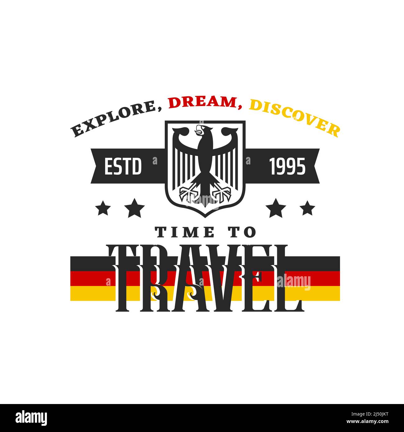 German travel vector icon with isolated flag of Germany and heraldic ...