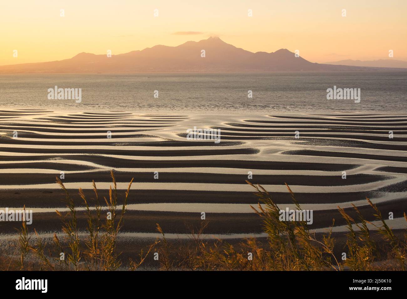 Okoshiki Beach and Mt. Unzen fugen, Kumamoto Prefecture, Japan Stock ...