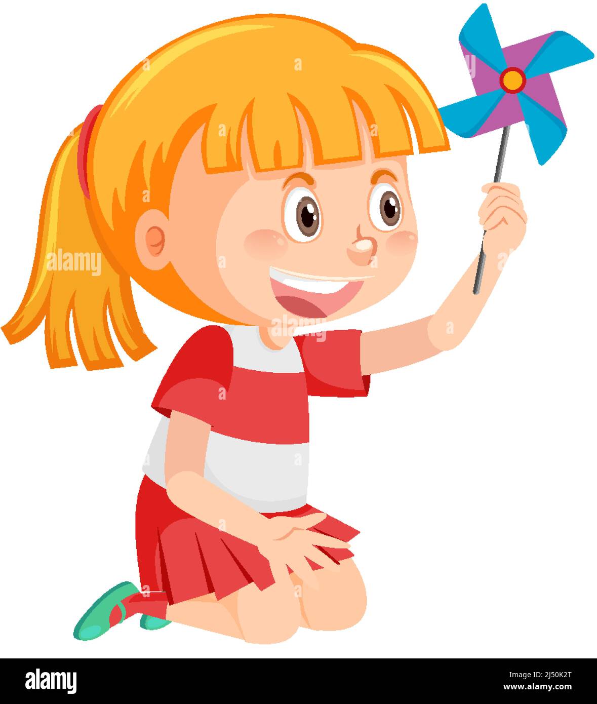 Girl playing with windmill toy illustration Stock Vector Image & Art ...