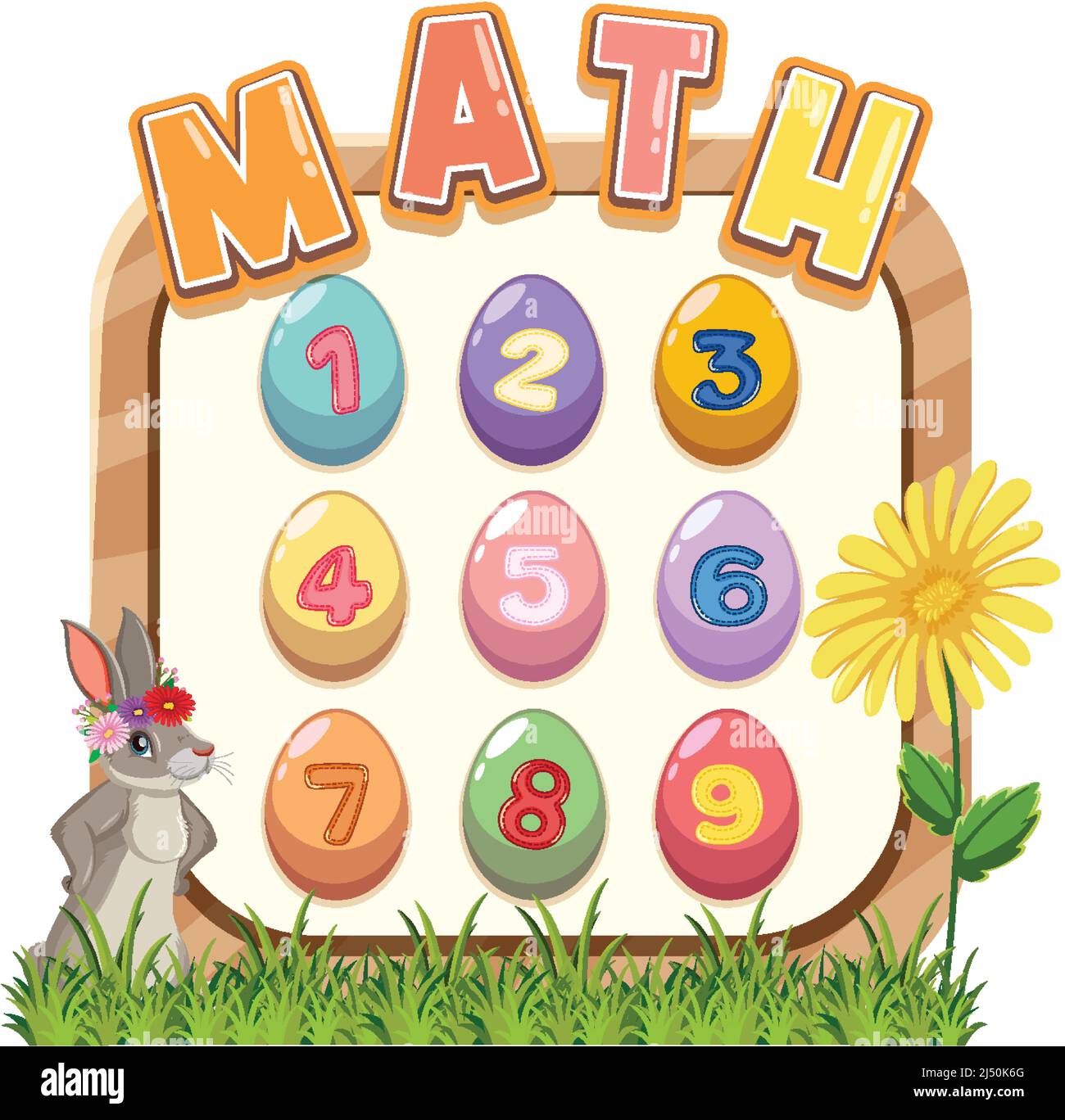 Counting number 0 to 9 and math symbols illustration Stock Vector Image ...