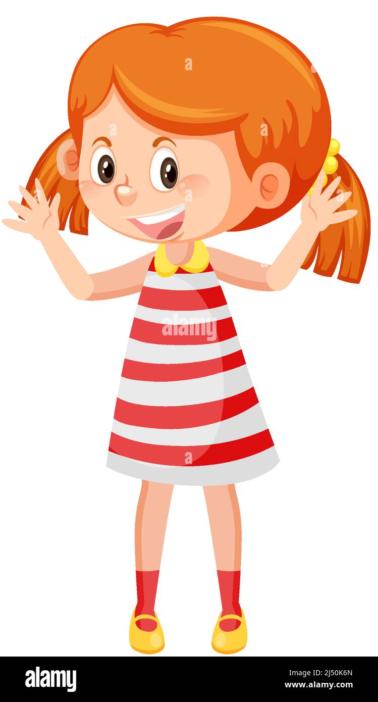 Cheerful girl with greeting gesture illustration Stock Vector Image ...