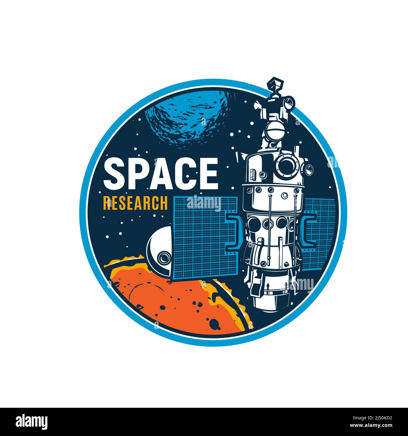 Spaceship in outer space, galaxy research orbital station or satellite ...