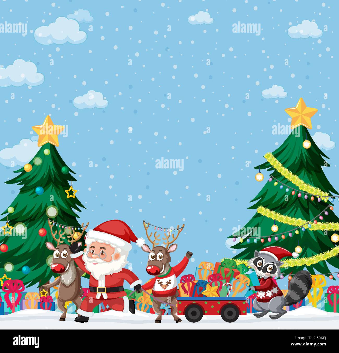 Christmas theme with Santa and reindeers illustration Stock Vector ...