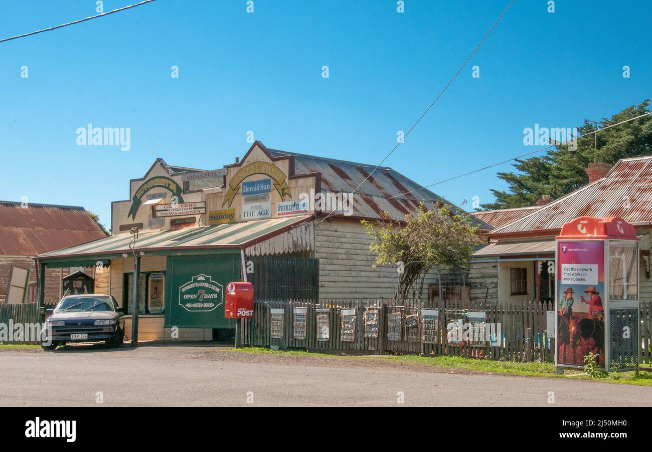 Neglected retail buildings in the hamlet of Monegeetta, Victoria ...