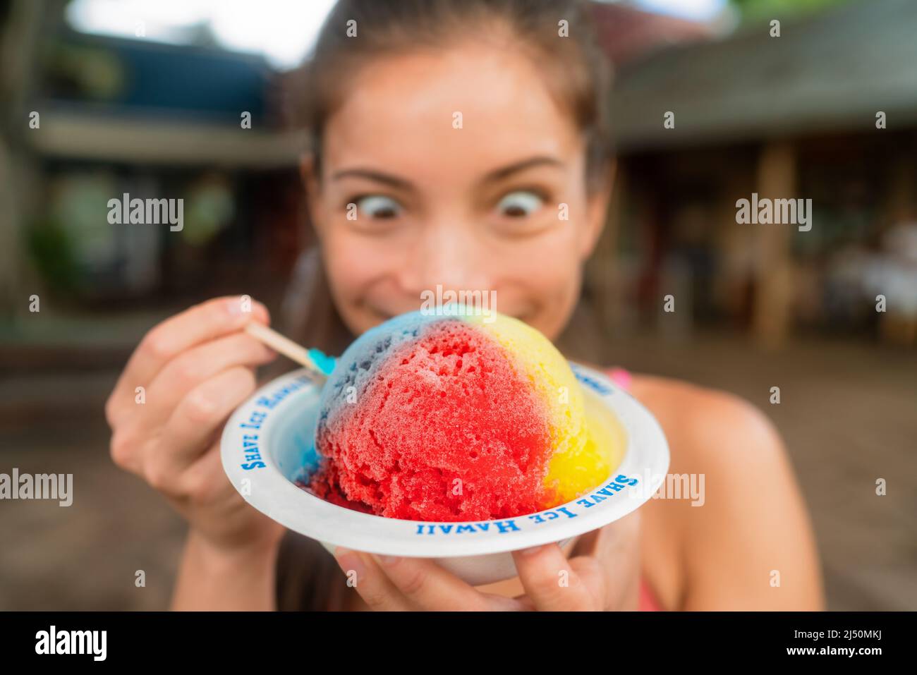Girl eating big ice cream hi-res stock photography and images - Alamy
