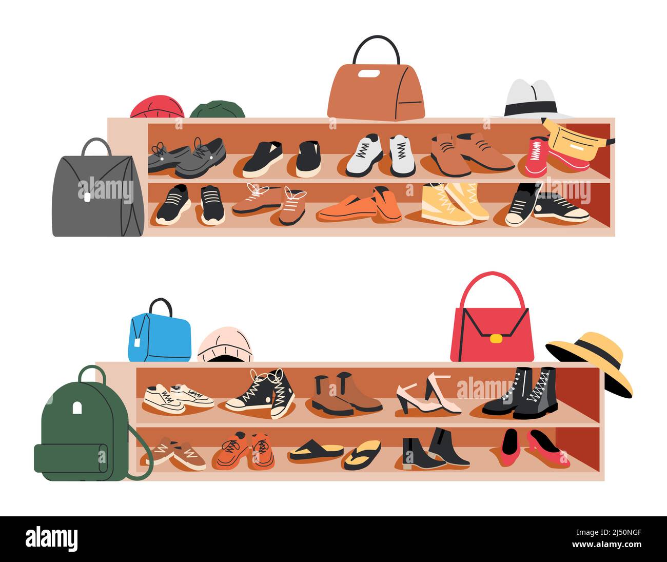 Rack of shoes home Stock Vector Images - Alamy