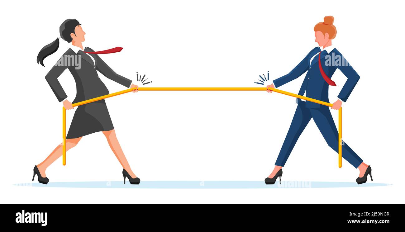 Two Businesswomen Pull of Rope Stock Vector Image & Art - Alamy